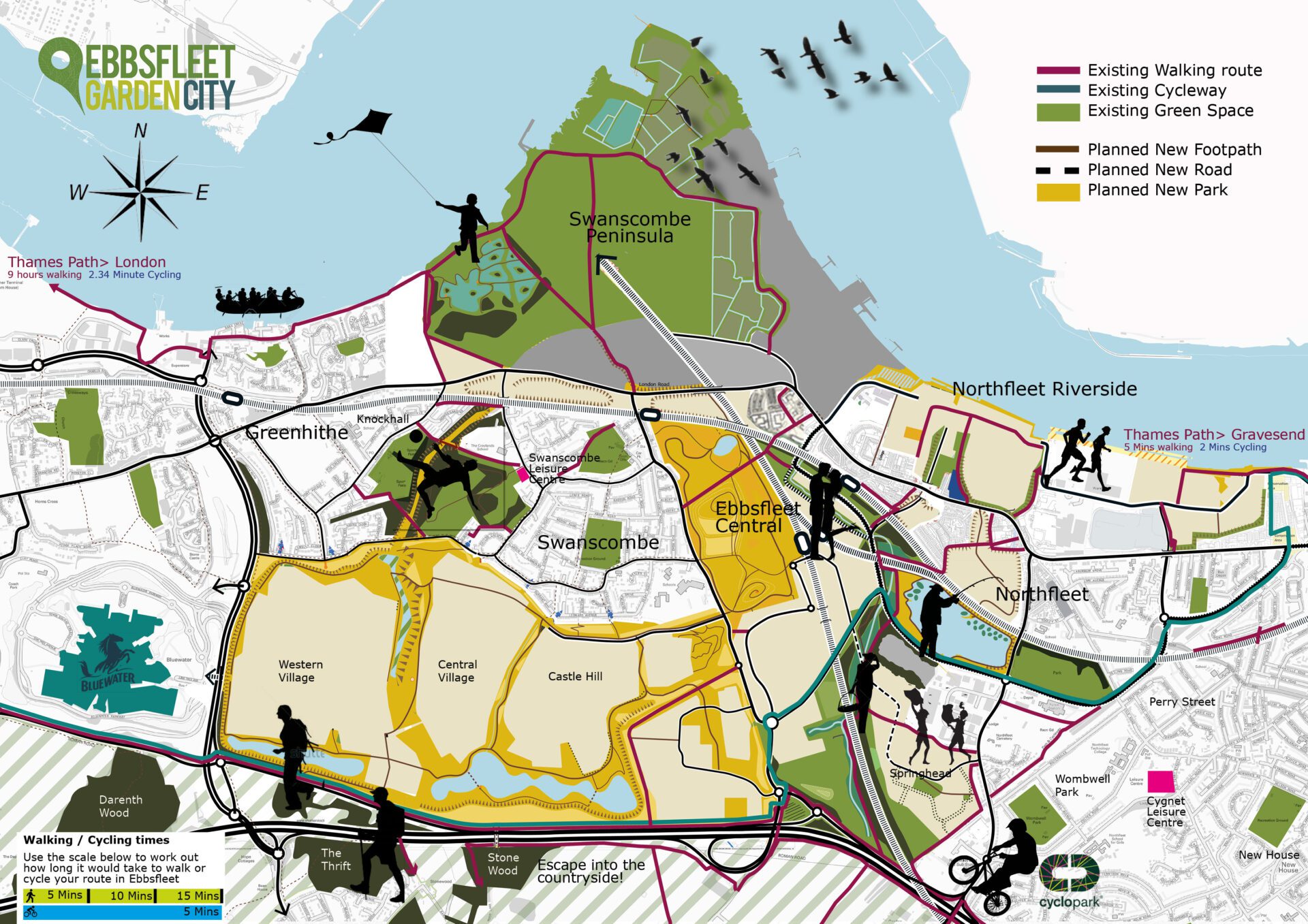 Walking and cycling routes - Ebbsfleet Garden City